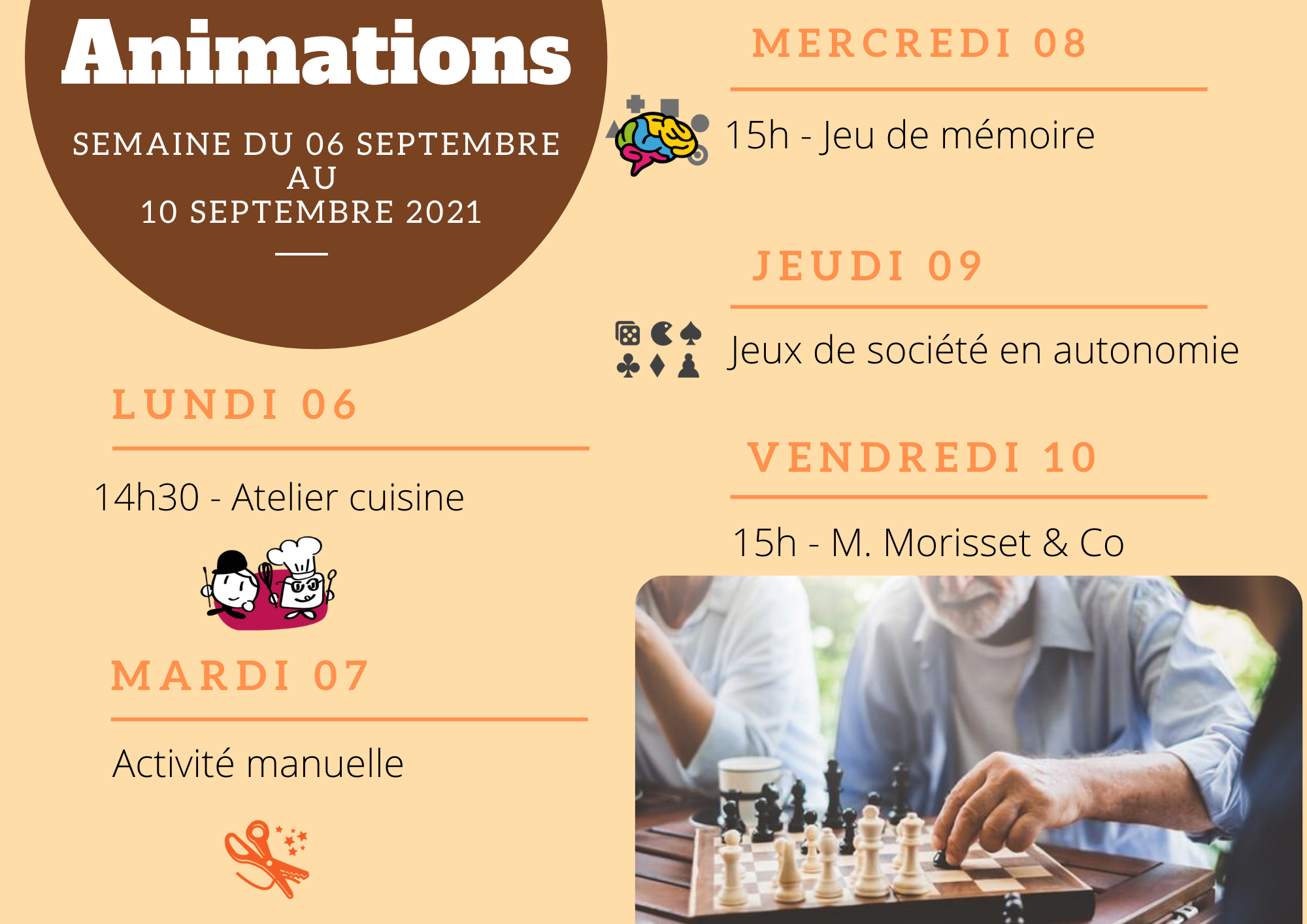 Programme des animations semaine 37 – EHPAD Fondation Brothier
